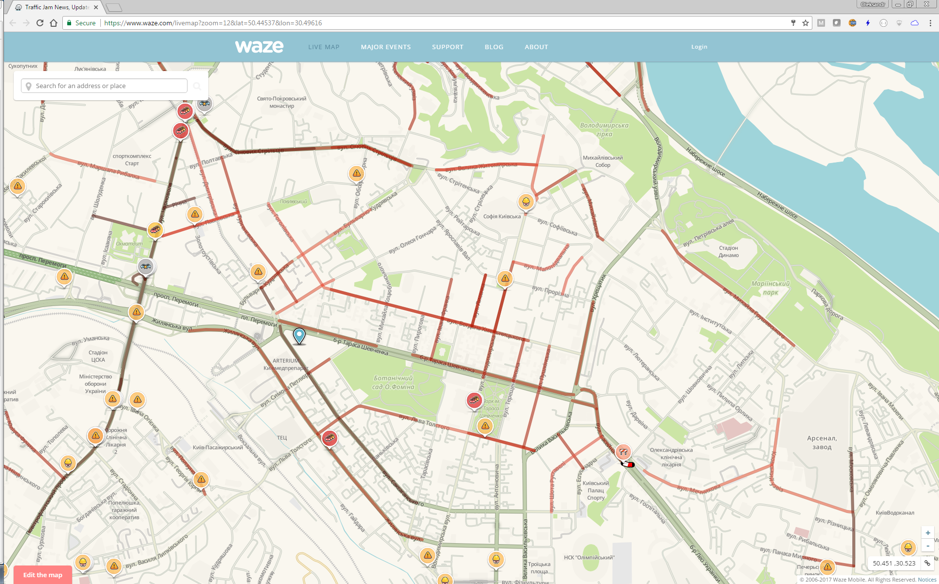Online Maps with traffic in Kyiv – liutyi.info